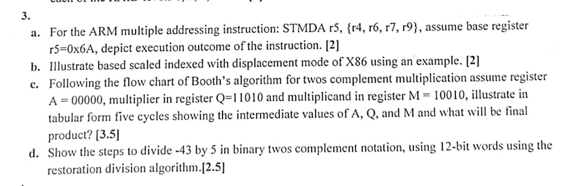 Solved a. For the ARM multiple addressing instruction: STMDA | Chegg.com