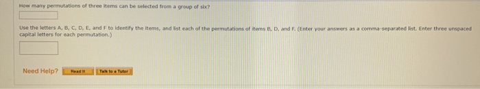 Solved How many permutations of three items can be selected | Chegg.com