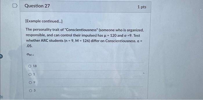 Solved [Example continued...] The personality trait of | Chegg.com