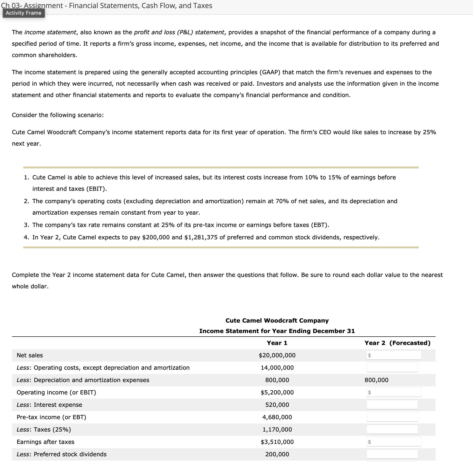 Solved Ch 03- ﻿Assignment - ﻿Financial Statements, Cash | Chegg.com