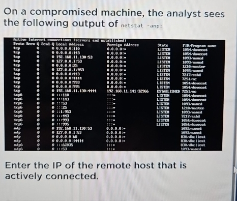 Solved On a compromised machine, the analyst sees the | Chegg.com
