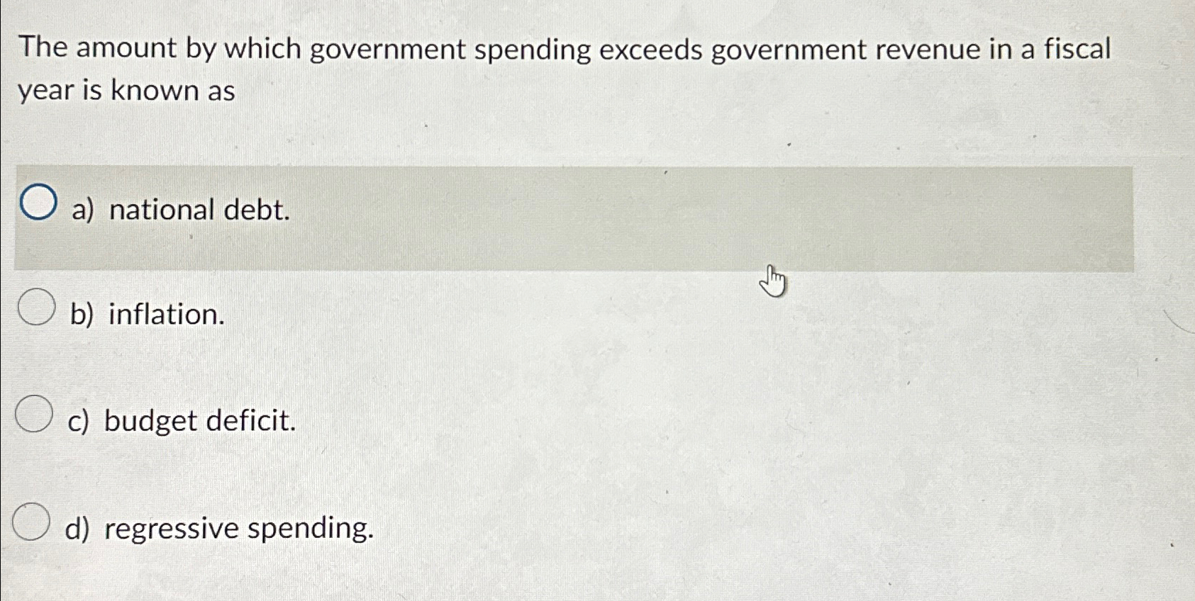Solved The amount by which government spending exceeds | Chegg.com