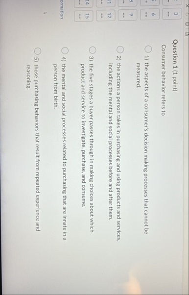 Solved 3Question 1 (1 ﻿point)Consumer behavior refers to 1) | Chegg.com