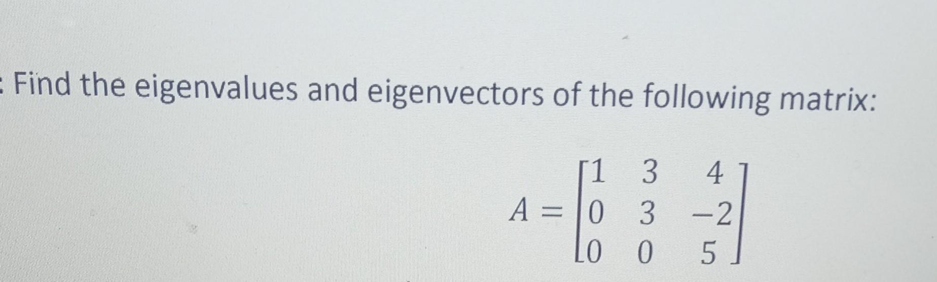 Solved Find the eigenvalues and eigenvectors of the | Chegg.com