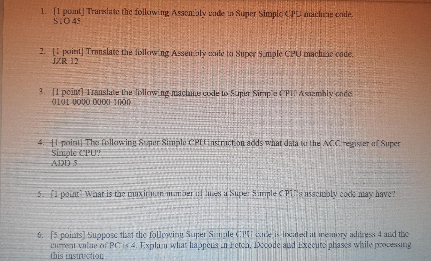 Solved 1. [1 point] Translate the following Assembly code to | Chegg.com