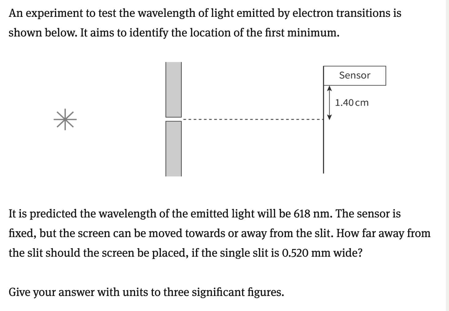 Solved An experiment to test the wavelength of light emitted | Chegg.com