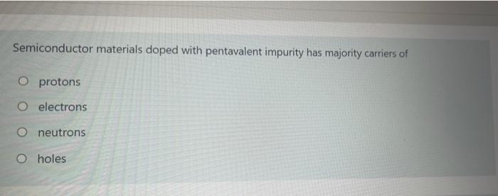 Solved Semiconductor materials doped with pentavalent | Chegg.com