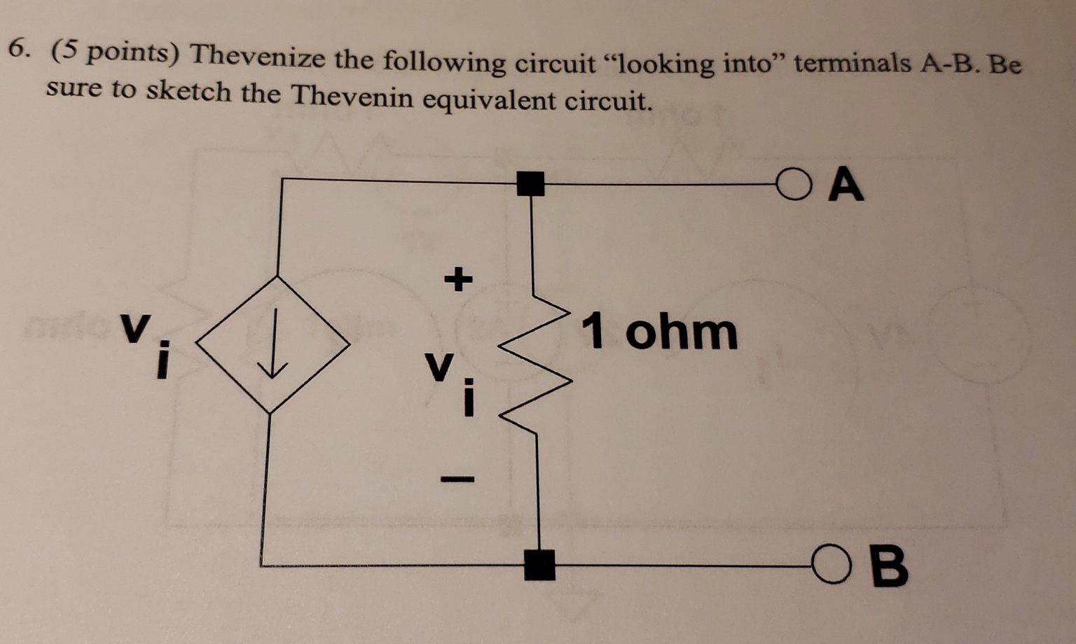 Solved (5 ﻿points) ﻿Thevenize the following circuit "looking | Chegg.com