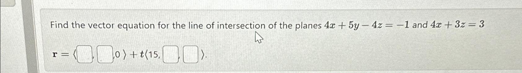 Solved Find the vector equation for the line of intersection | Chegg.com