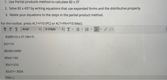Solved 1. Use Partial products method to calculate 82 x 37 | Chegg.com