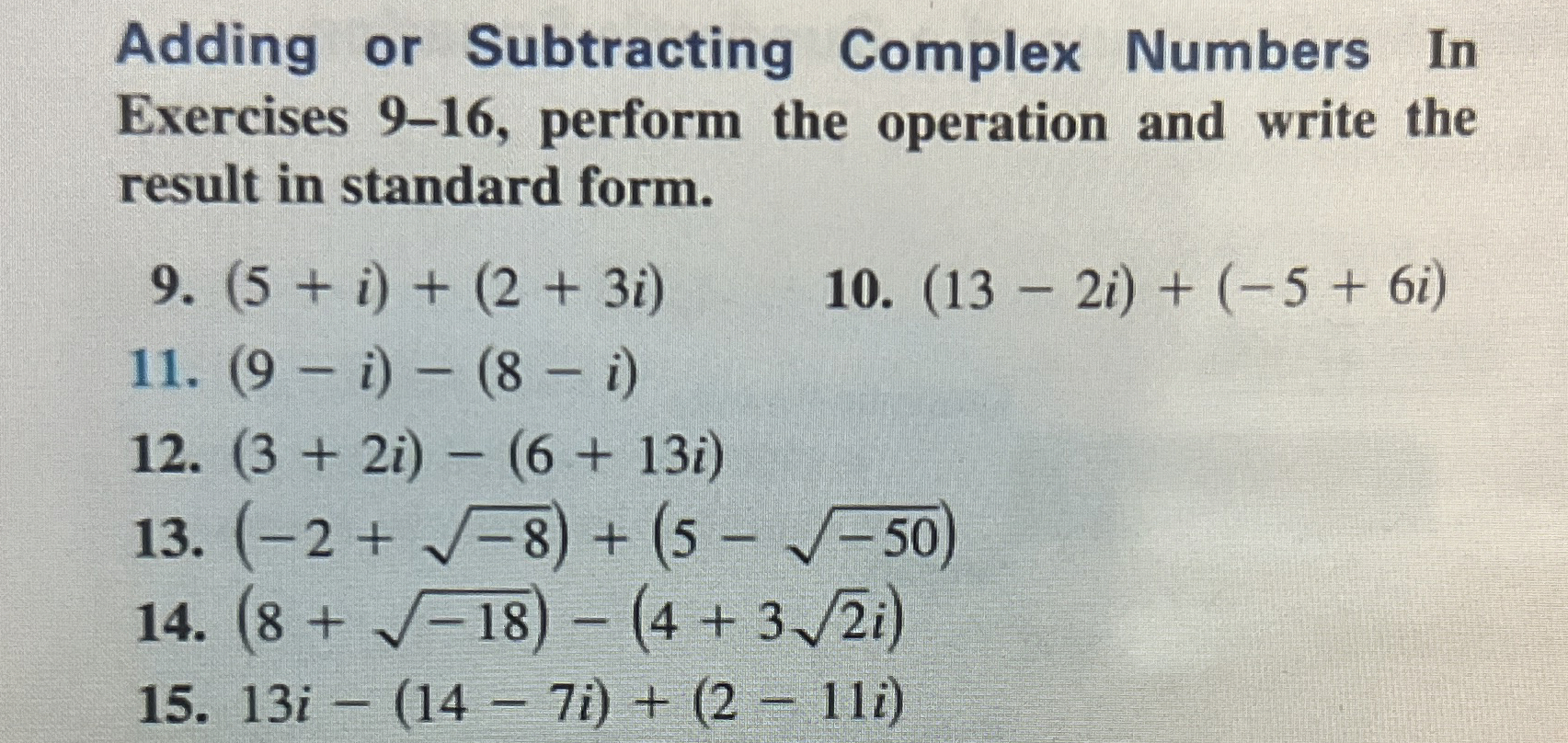 Solved Adding or Subtracting Complex Numbers In Exercises | Chegg.com