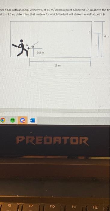 Solved 4. A player hits a ball with an initial velocity v0 | Chegg.com