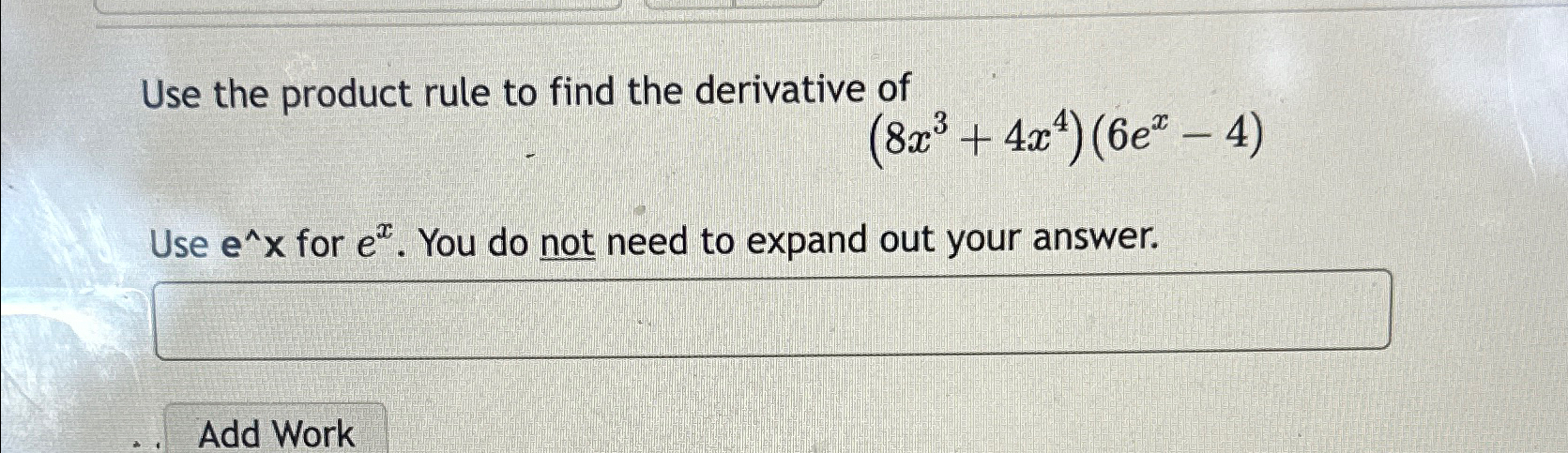 Solved Use the product rule to find the derivative | Chegg.com