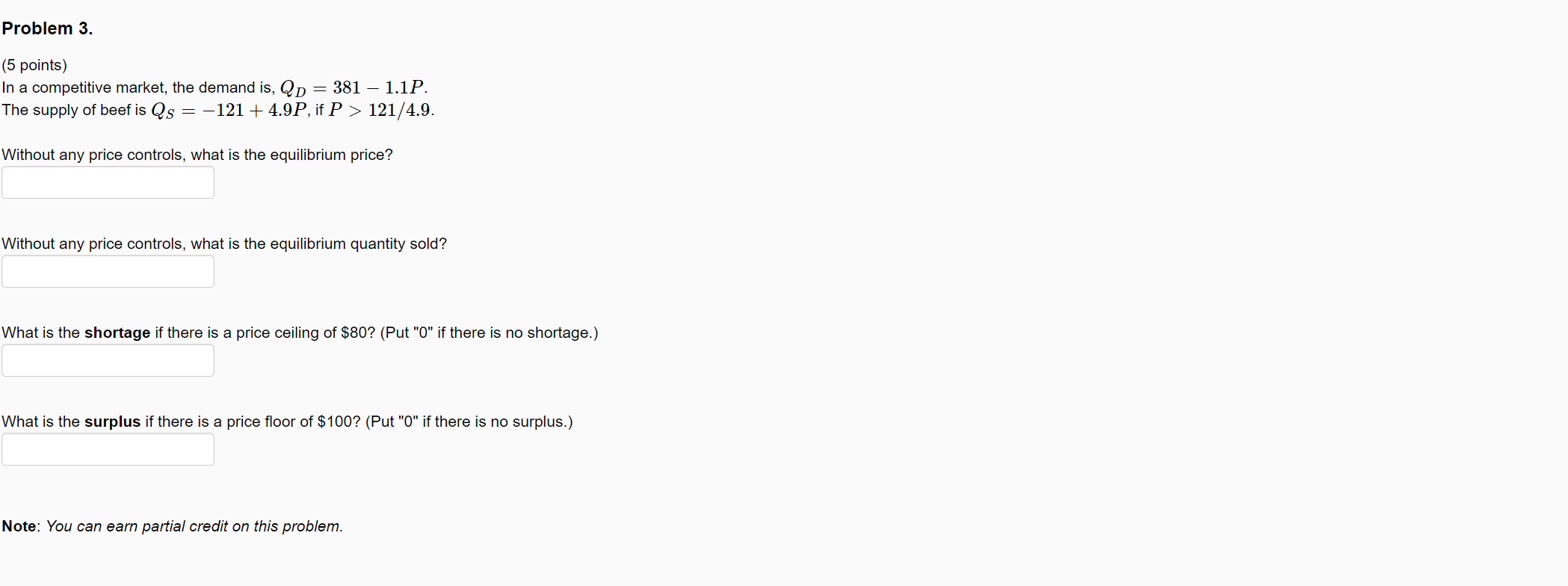 Solved Problem 3.(5 ﻿points)In a competitive market, the | Chegg.com
