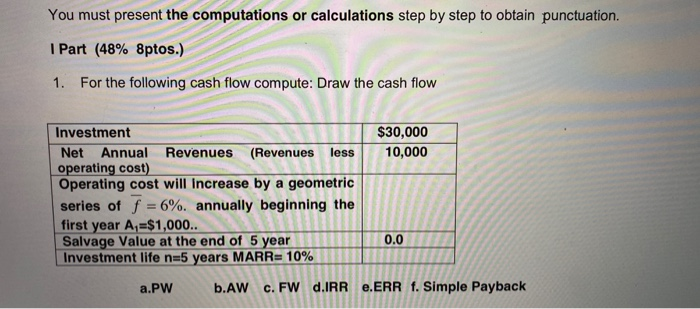 Solved You must present the computations or calculations | Chegg.com