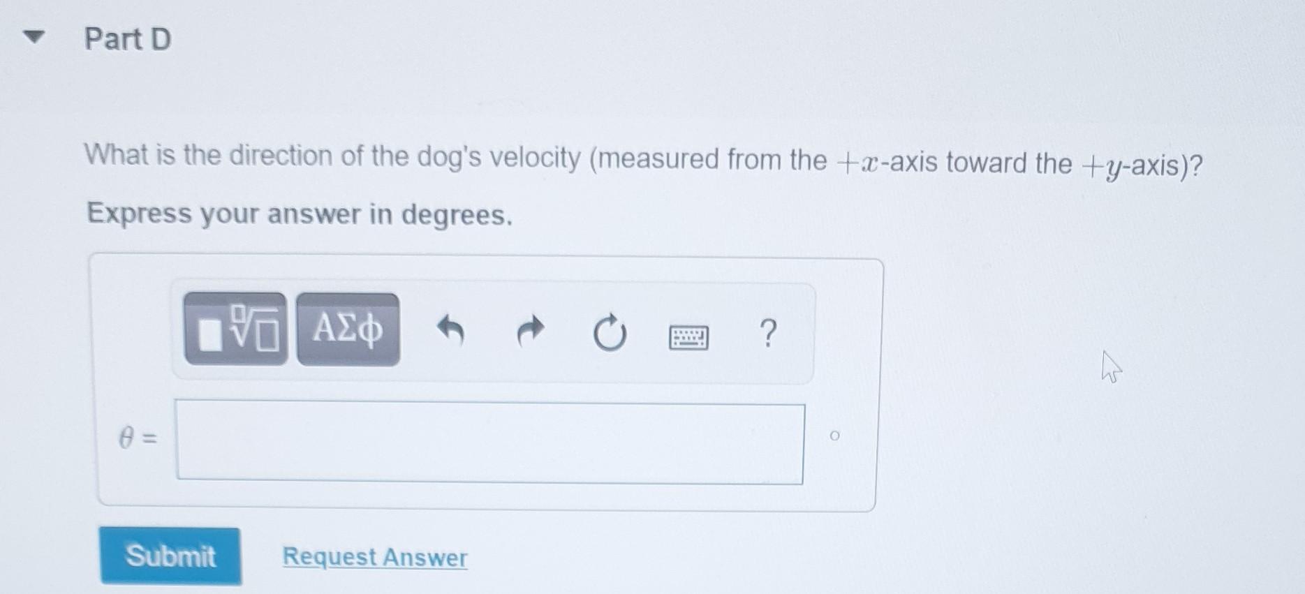 Solved A dog running in an open field has components of | Chegg.com