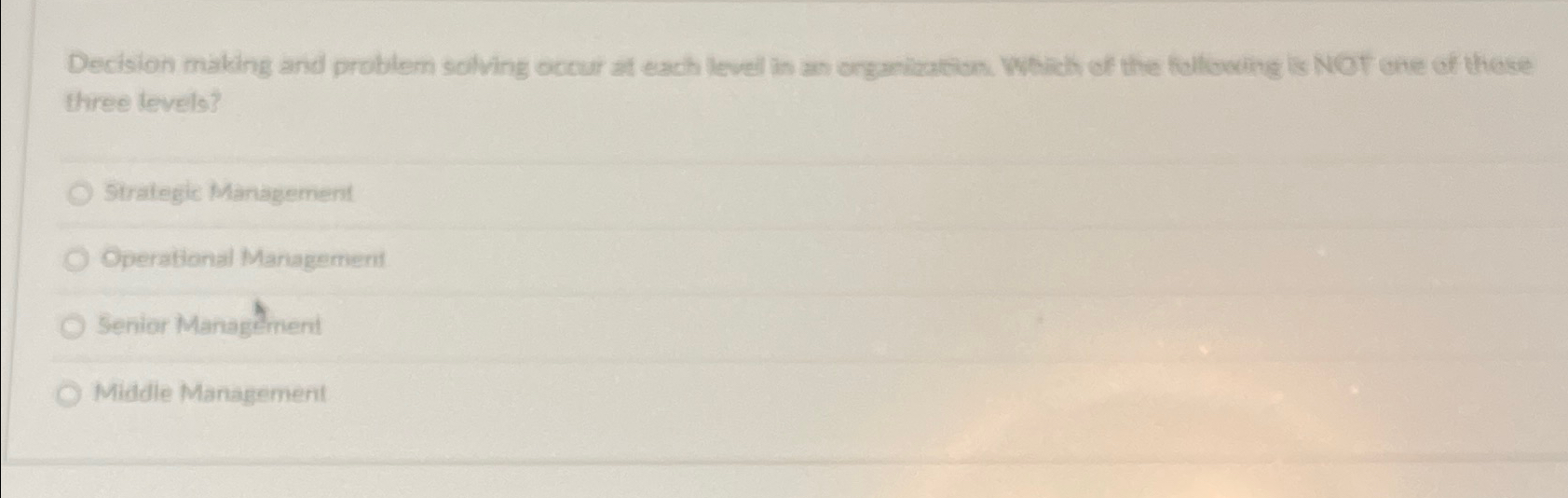 Solved Decision making and problem solving occur at each | Chegg.com
