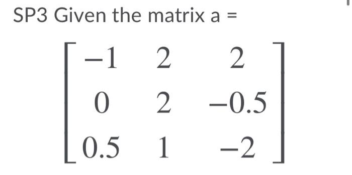 Solved SP5 Find the condition number of the matrix from SP3. | Chegg.com