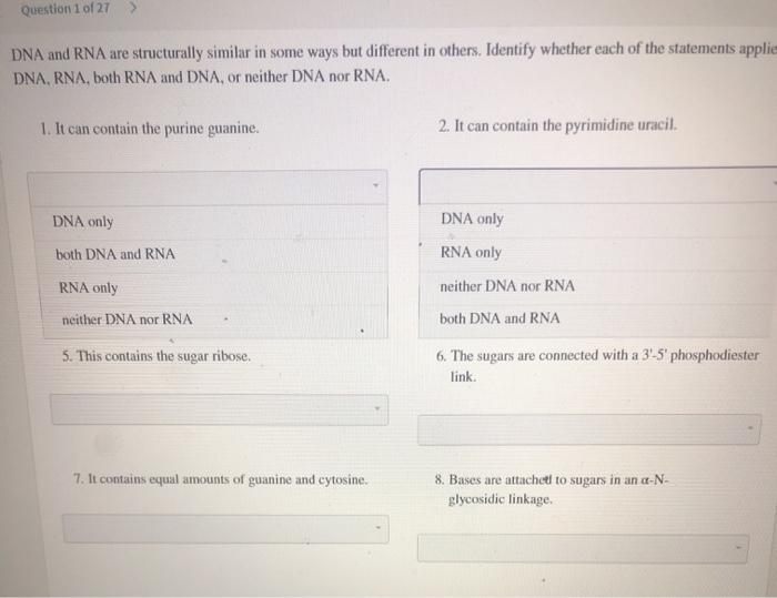 Solved Question of 21 DNA and RNA are structurally similar | Chegg.com