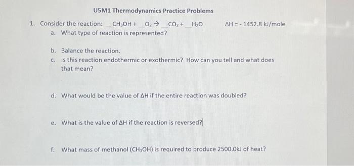 Solved U5M1 Thermodynamics Practice Problems Consider the | Chegg.com