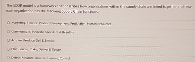 Solved The SCOR model is a framework that describes how | Chegg.com