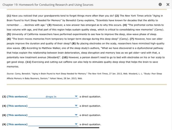 Chapter 19: Homework for Conducting Research and | Chegg.com