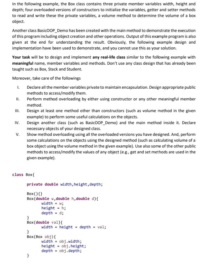 Solved In the following example, the Box class contains | Chegg.com