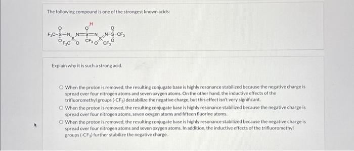 Solved The following compound is one of the strongest known | Chegg.com