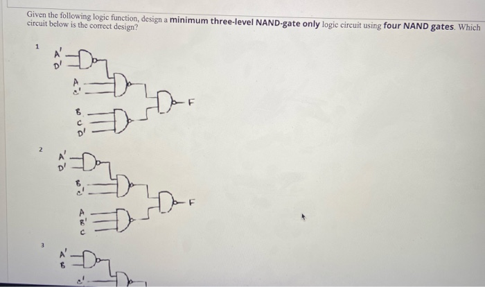 Solved Given The Following Logic Function Design A Minimum 3152