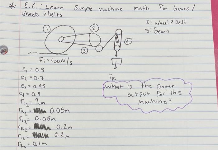* E.C.: Learn wheels & belts Simple machine math for | Chegg.com