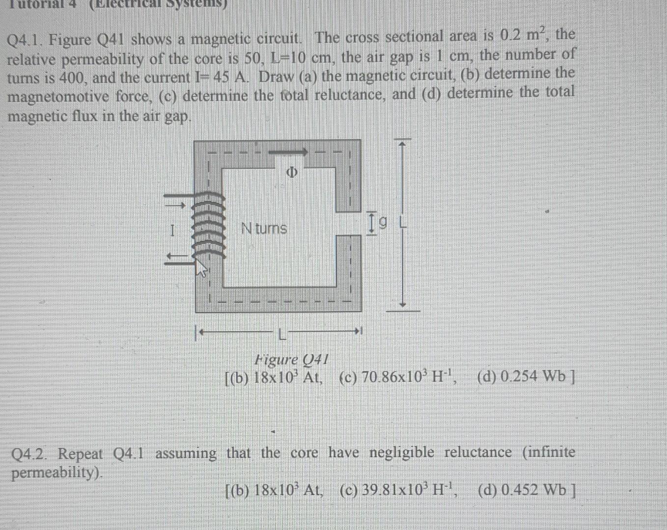 Solved Tutorial 4 Electrical bystems 04.1. Figure Q41 shows | Chegg.com Solved Tutorial 4 Electrical bystems 04.1. Figure Q41 shows | Chegg.com