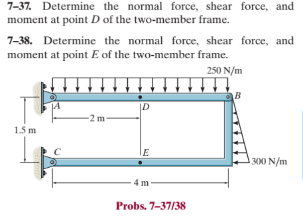 7-37. ﻿Determine the normal force, shear force, | Chegg.com