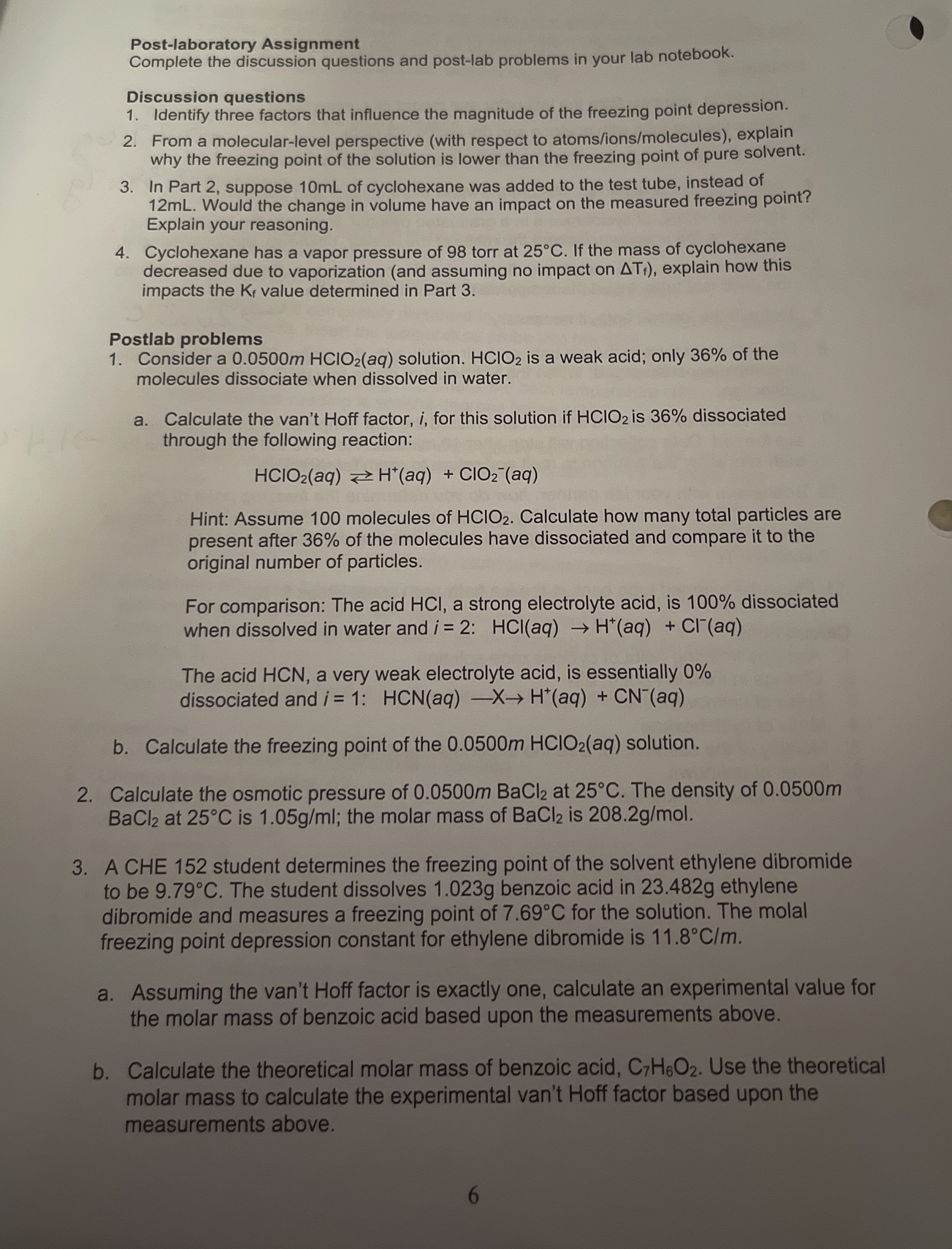 Solved Post-laboratory AssignmentComplete the discussion | Chegg.com