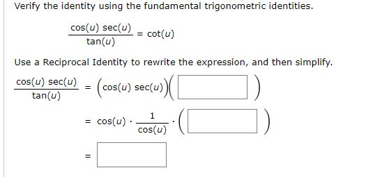 Solved Verify the identity using the fundamental | Chegg.com