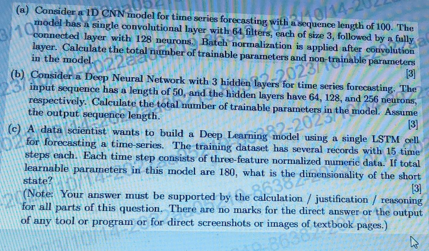 Solved (a) Consider a 10 CNN model for time series | Chegg.com