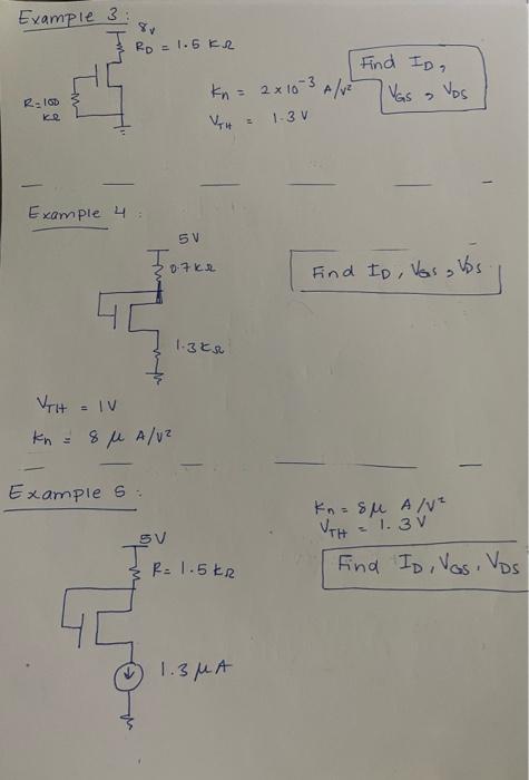 D=1.5 KΩ kn=kTH Example 4 VTH=1 VKn=8μA/V2 | Chegg.com