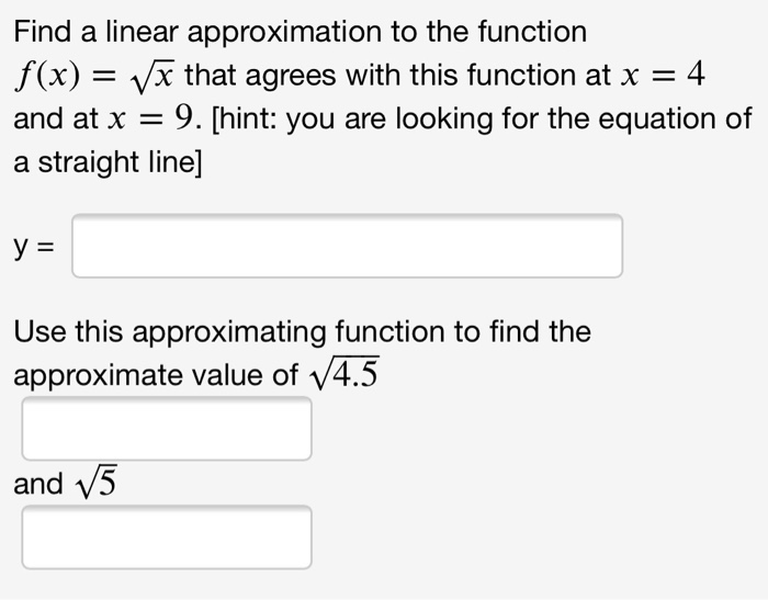Solved Find A Linear Approximation To The Function F X