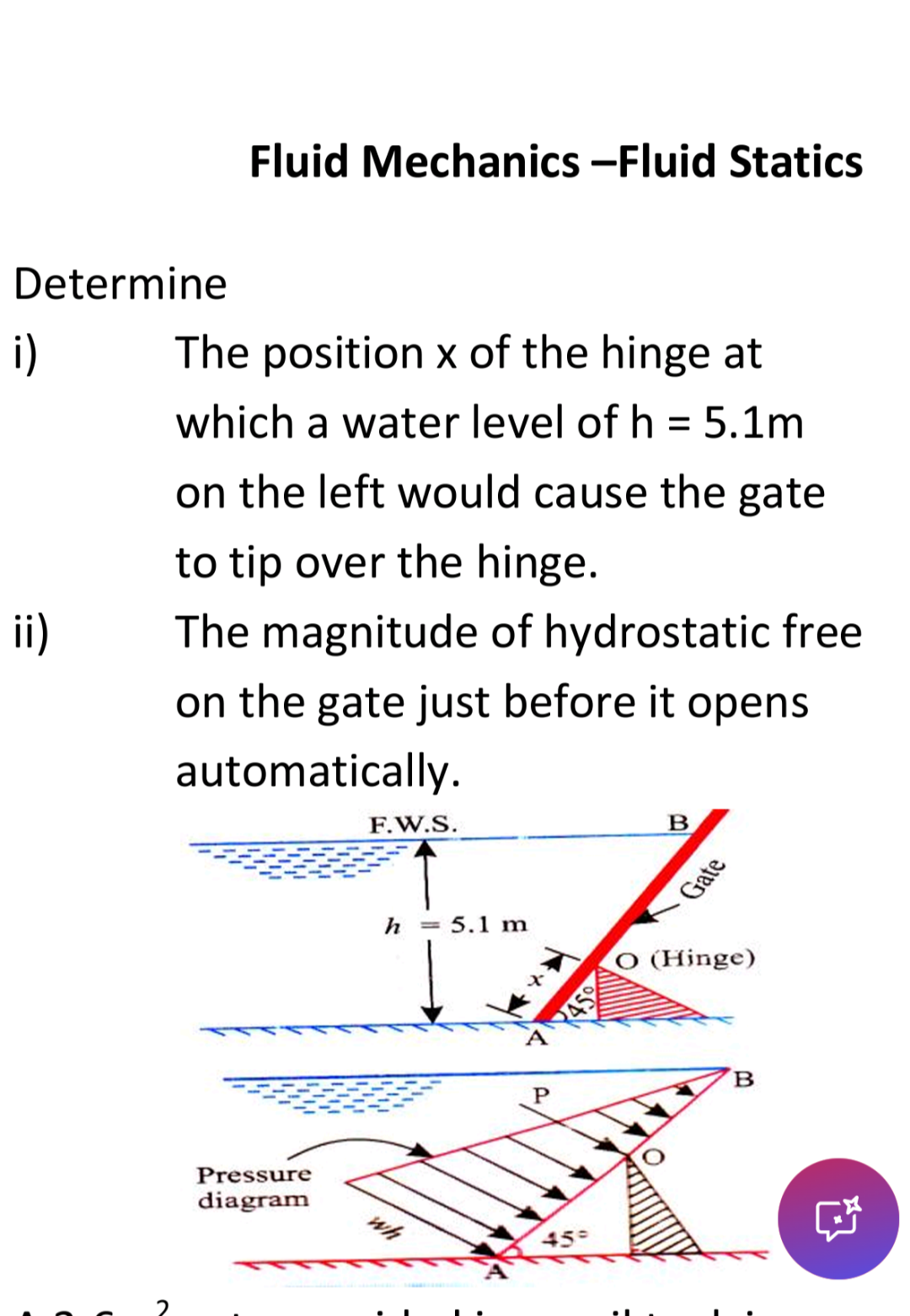Solved Fluid Mechanics -Fluid StaticsDeterminei) ﻿The | Chegg.com