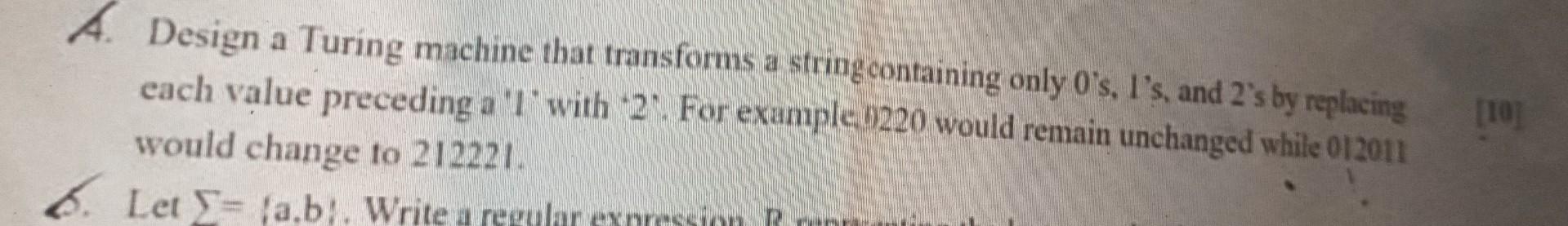 Solved 4. Design a Turing machine that transforms a string | Chegg.com