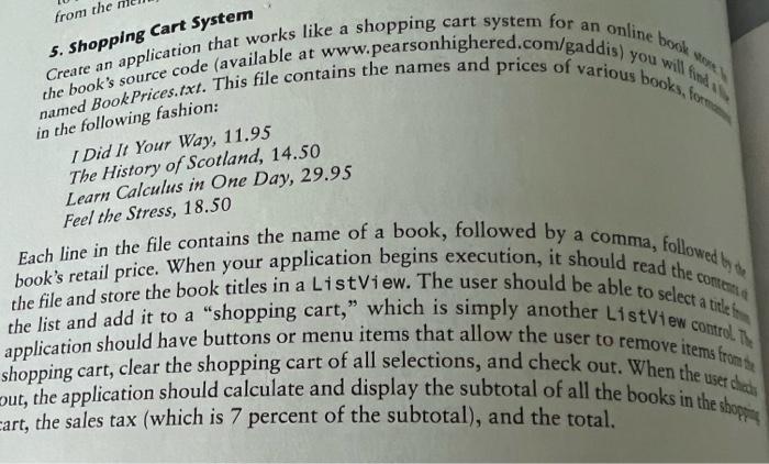 Solved 5. shopping Cart System Creare an application that | Chegg.com