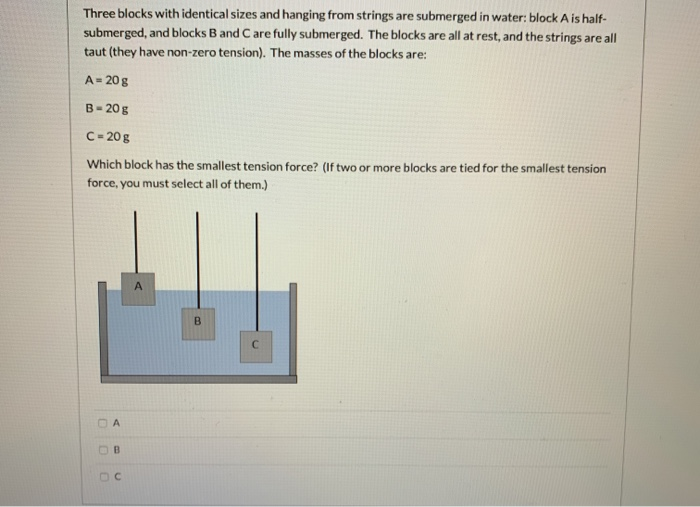 Solved Three blocks with identical sizes and hanging from | Chegg.com