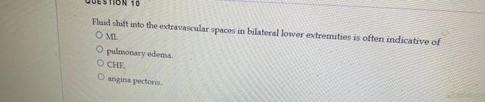Solved Fluid shift into the extravascular spaces in | Chegg.com