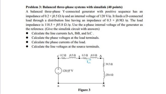 Solved Problem 3: Balanced three-phase systems with simulink | Chegg.com