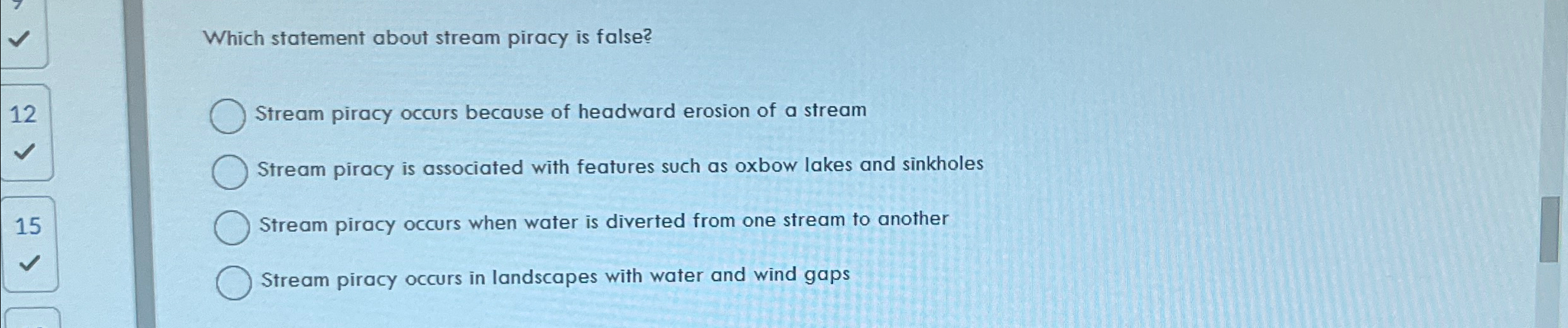 Solved Which statement about stream piracy is false?Stream | Chegg.com