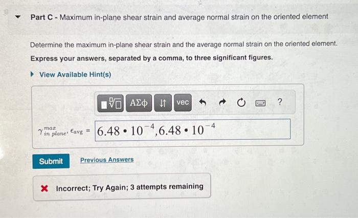 Solved Learning Goal: The state of strain at a point has | Chegg.com