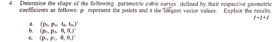 Solved Determine the shape of the following parametric cubic | Chegg.com