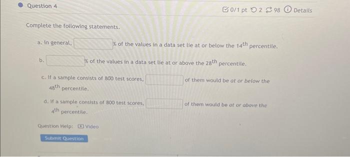 Solved Complete the following statements. a. In general, % | Chegg.com