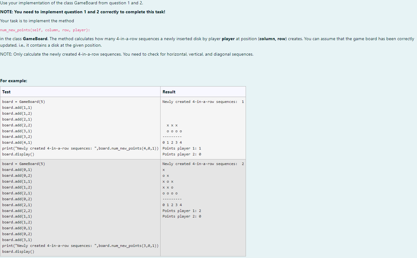 Solved The class GameBoard is used to implement the game | Chegg.com