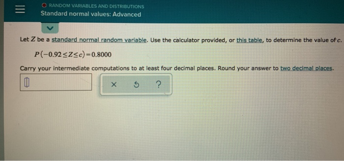 Solved O RANDOM VARIABLES AND DISTRIBUTIONS Standard normal | Chegg.com