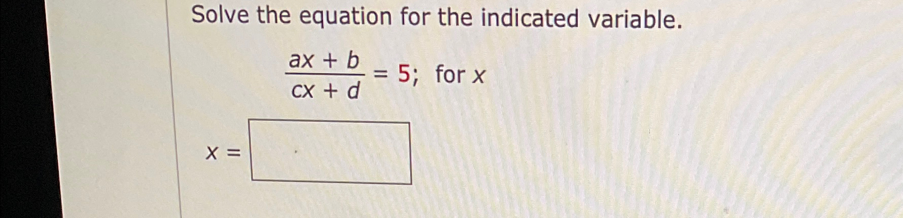 Solved Solve the equation for the indicated | Chegg.com